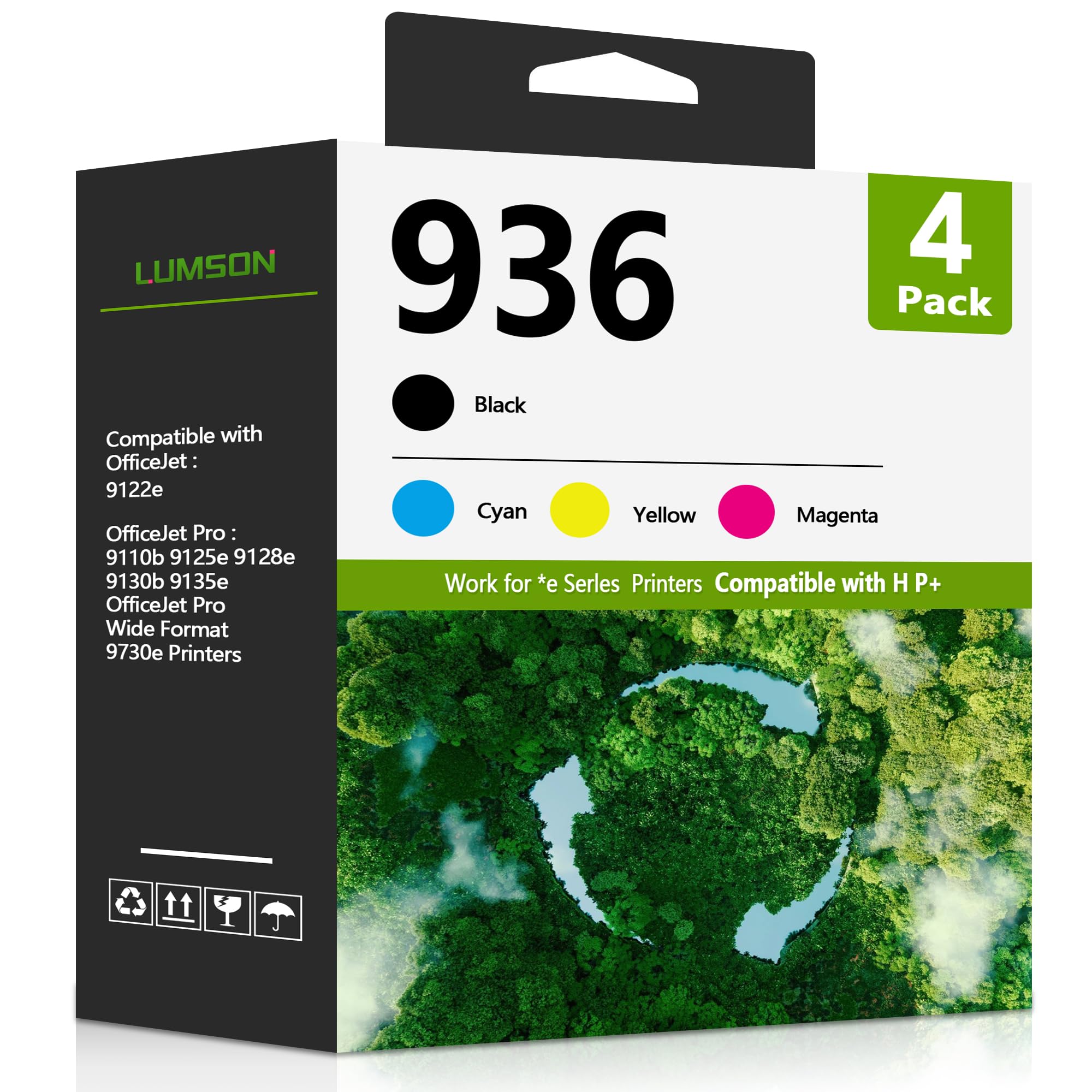 936 Ink Cartridges 4-Pack (Black Cyan Magenta Yellow) Compatible 936 ...