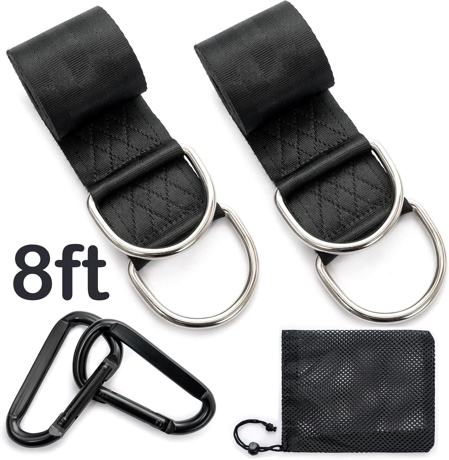 Amazon.com: Tree Swing Strap Hanging Kit 2pc 8ft with 2 Steel ...