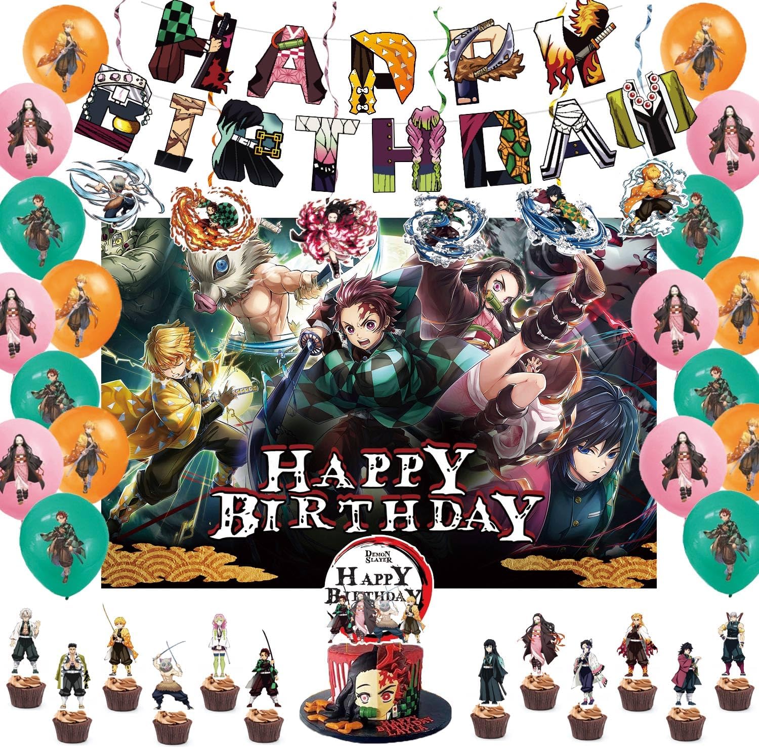 Amazon.com: Anime Demon Birthday Party Decorations, Game Theme Party ...