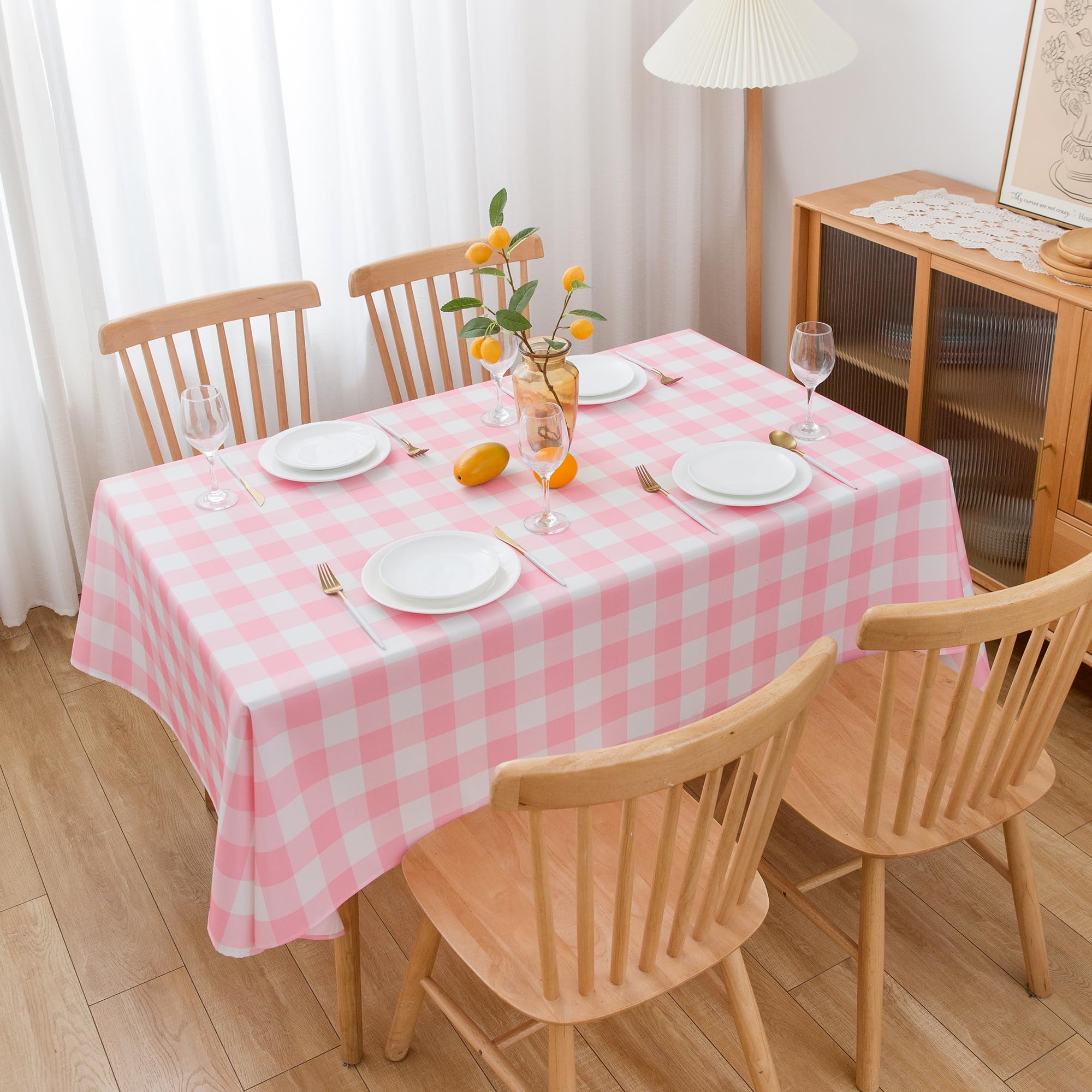 Amazon.com: VEDACHIC Pink Checkered Tablecloth 60" X 84" Rectangle Pink ...