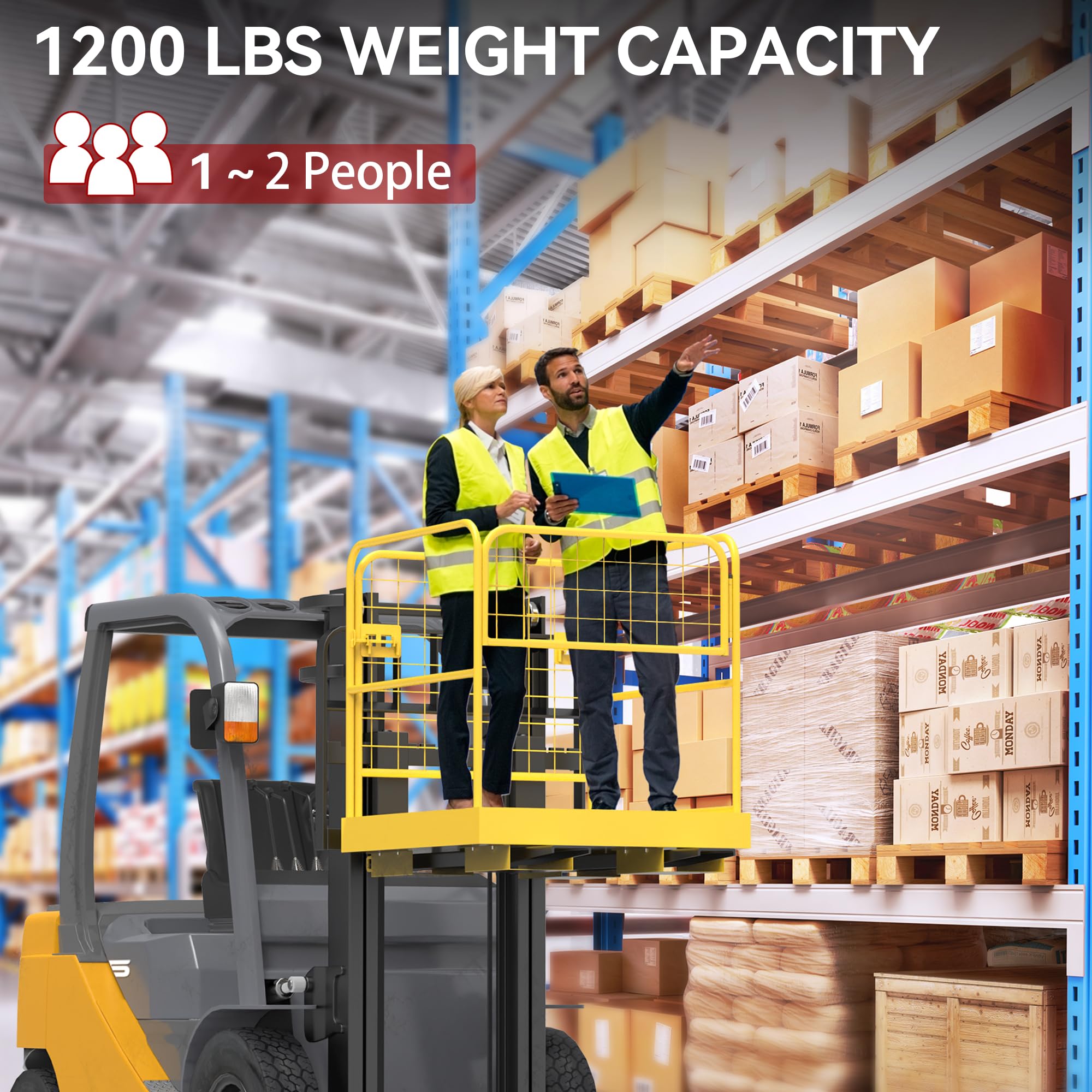 Snapklik.com : 36 "x36 Forklift Safety Cage, 1200lbs Forklift Man ...