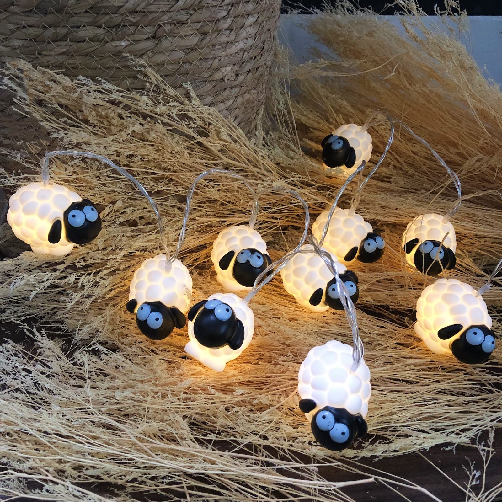 Riaxuebiy 10LED Cute Sheep String Lights Coper Wire Led Sheep Fairy ...