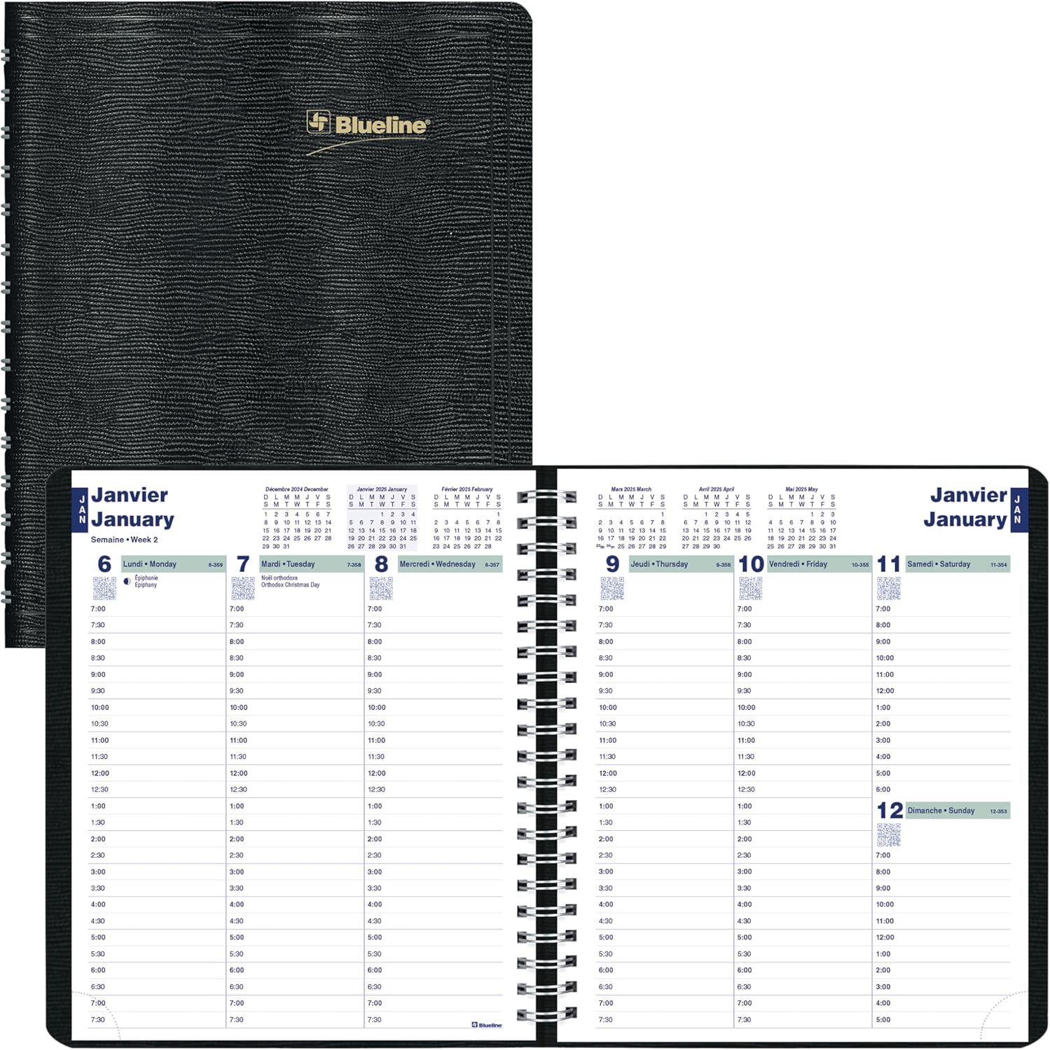 Blueline® Agenda hebdomadaire 2025, carnet de rendez-vous, 12 mois ...