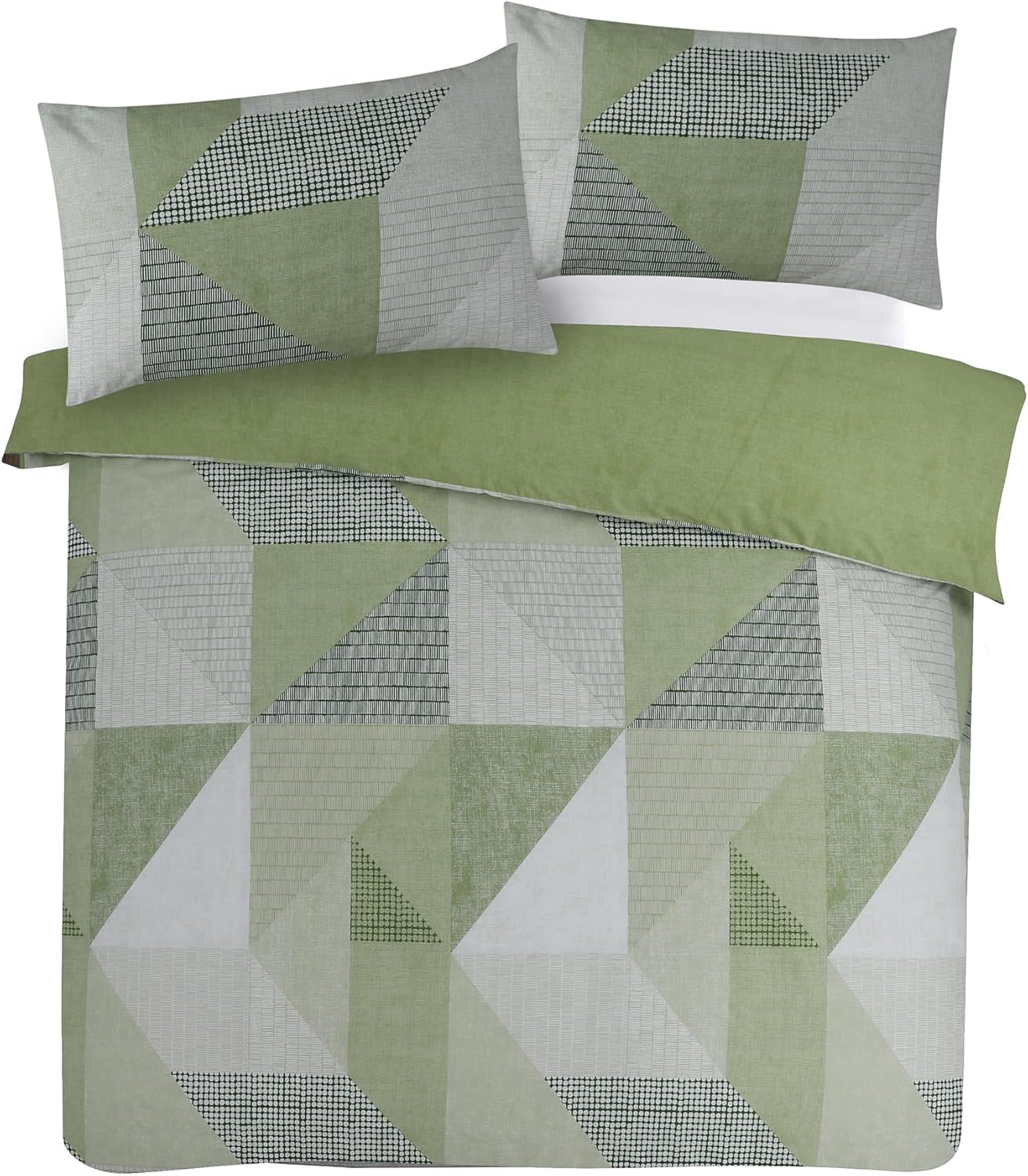 Charlotte Andersen Matrix Geometric Green Grey Double Duvet Set ...