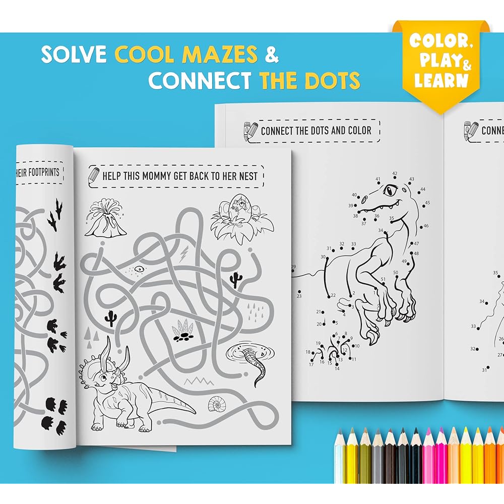 Buy Fun with DINOSAURS: Learning Activity and Coloring Book for Kids ...