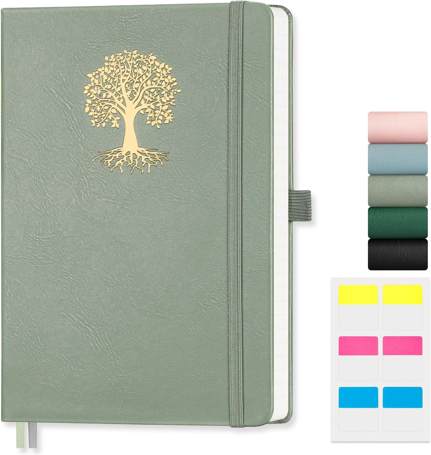 EMSHOI B5 Notebook Lined - 100gsm Hardcover Leather Journal with Sticky ...