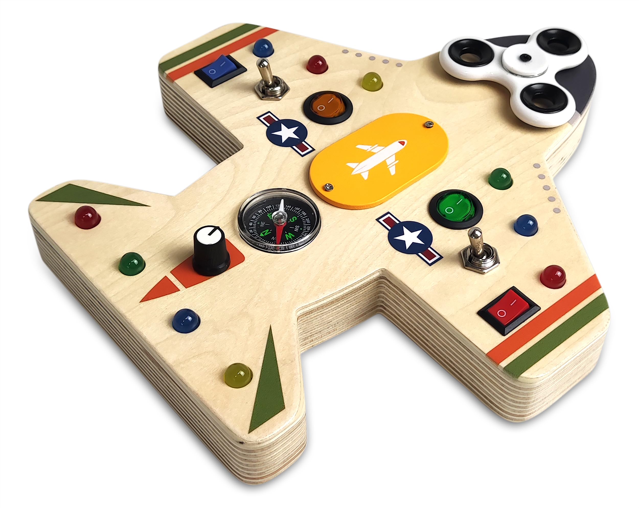 Amazon.com: Aubii Montessori Wooden Plane Busy Board | Portal & Durable ...