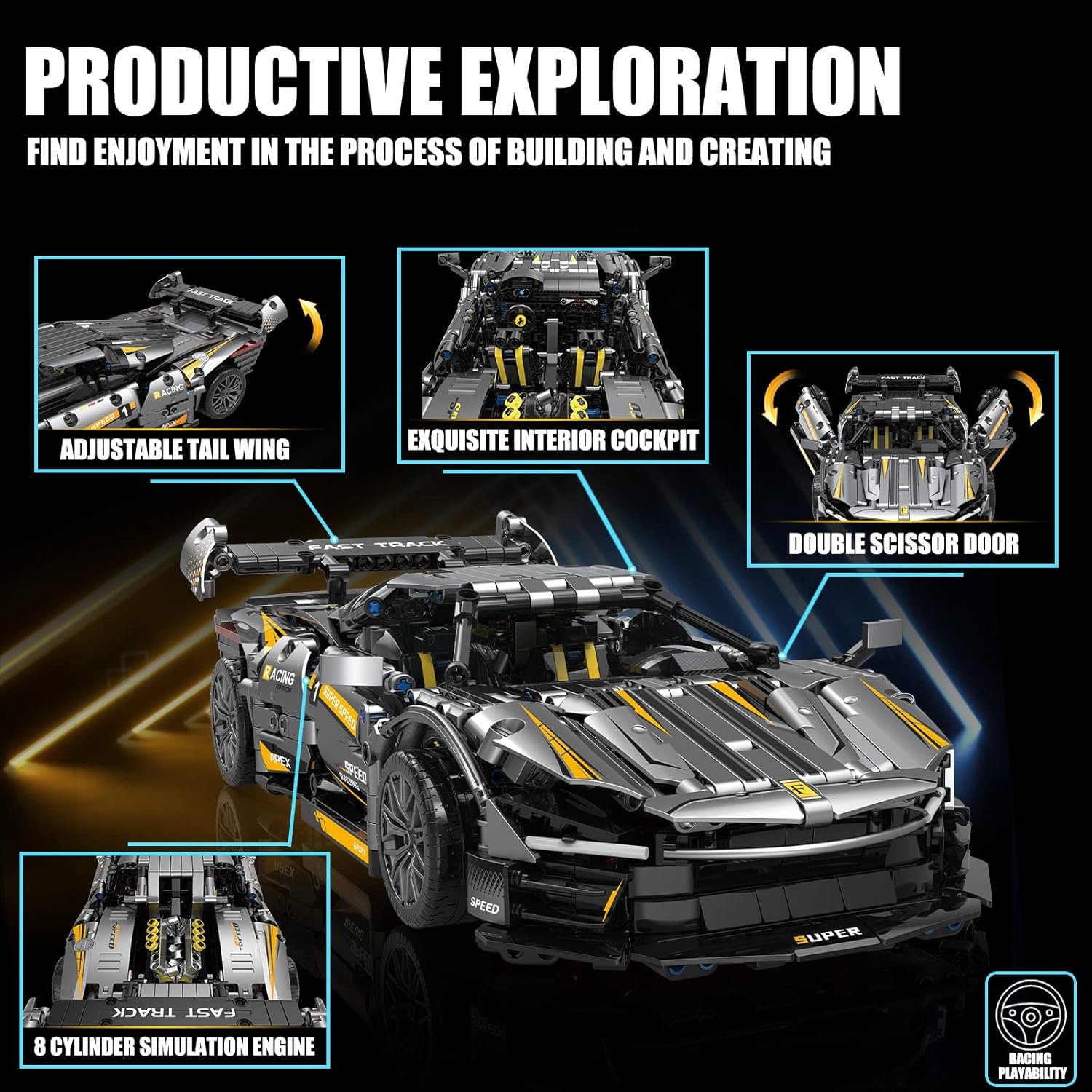 MJDDJA Race Car Building Blocks Gifts for Teenage Boys, Model Car for ...