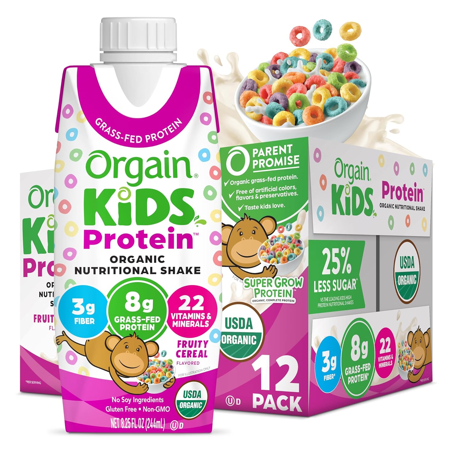 Amazon.com : Orgain Organic Kids Nutritional Protein Shake, Fruity ...
