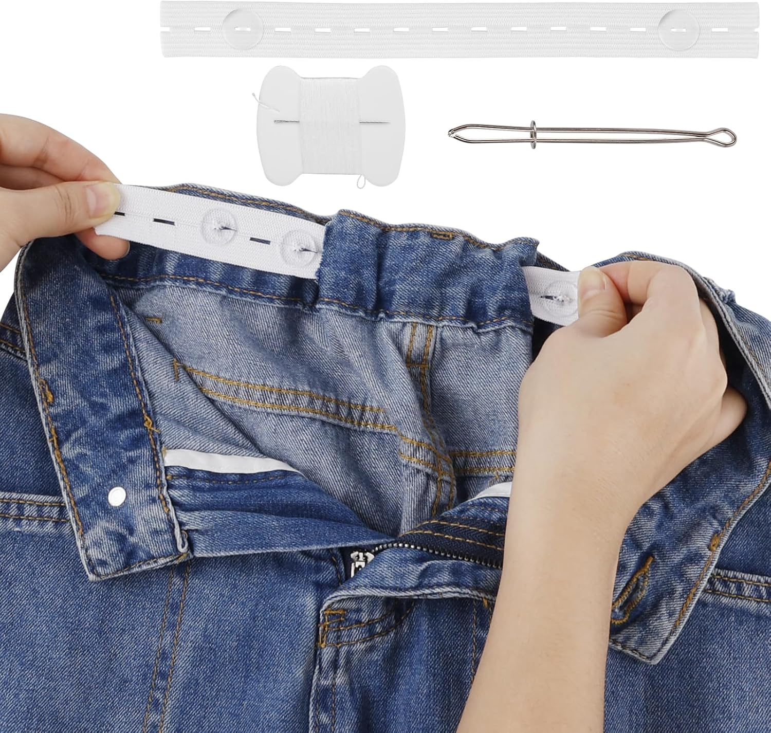 6 Pcs Elastic Waist Tighteners, Adjustable Jean Waist Tightener Inside ...