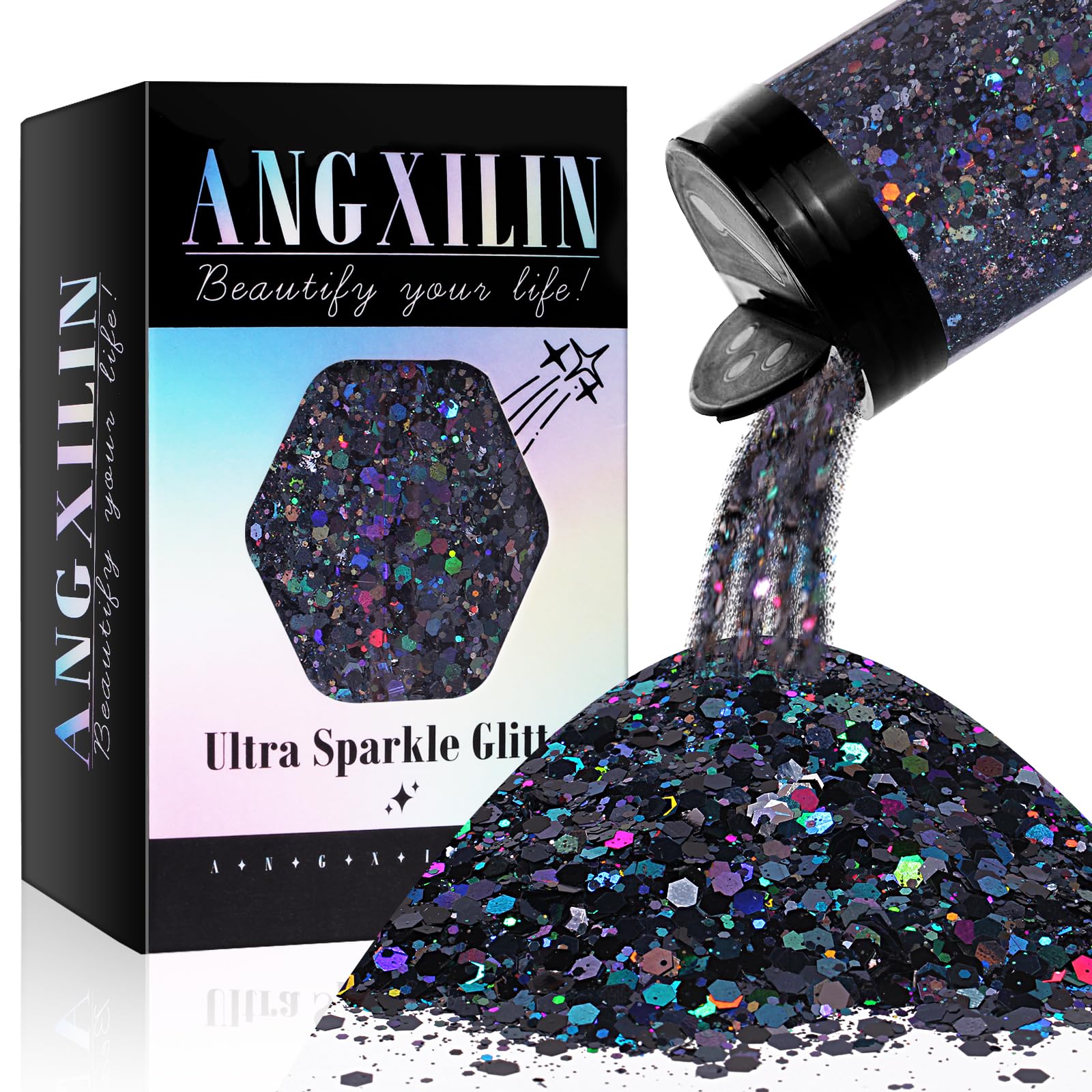 Amazon.com: ANGXILIN Holographic Chunky Glitter, 190g/6.7oz Chunky and ...