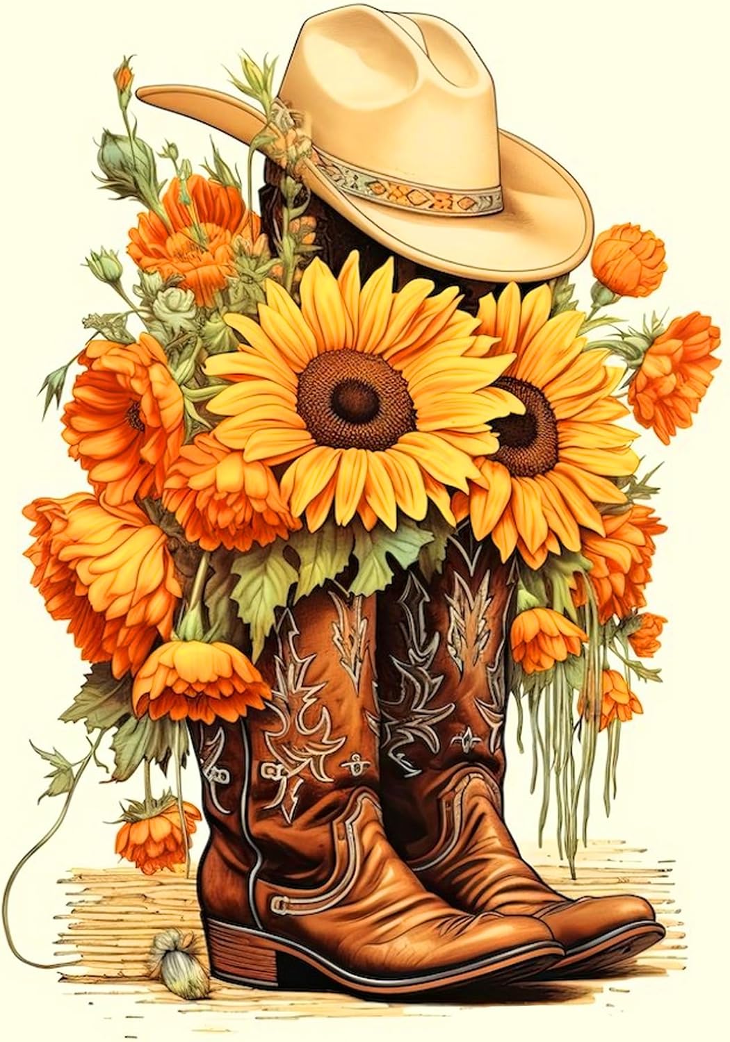 Amazon.com: Boot Diamond Paintings Kits for Adults Sunflower Boot ...