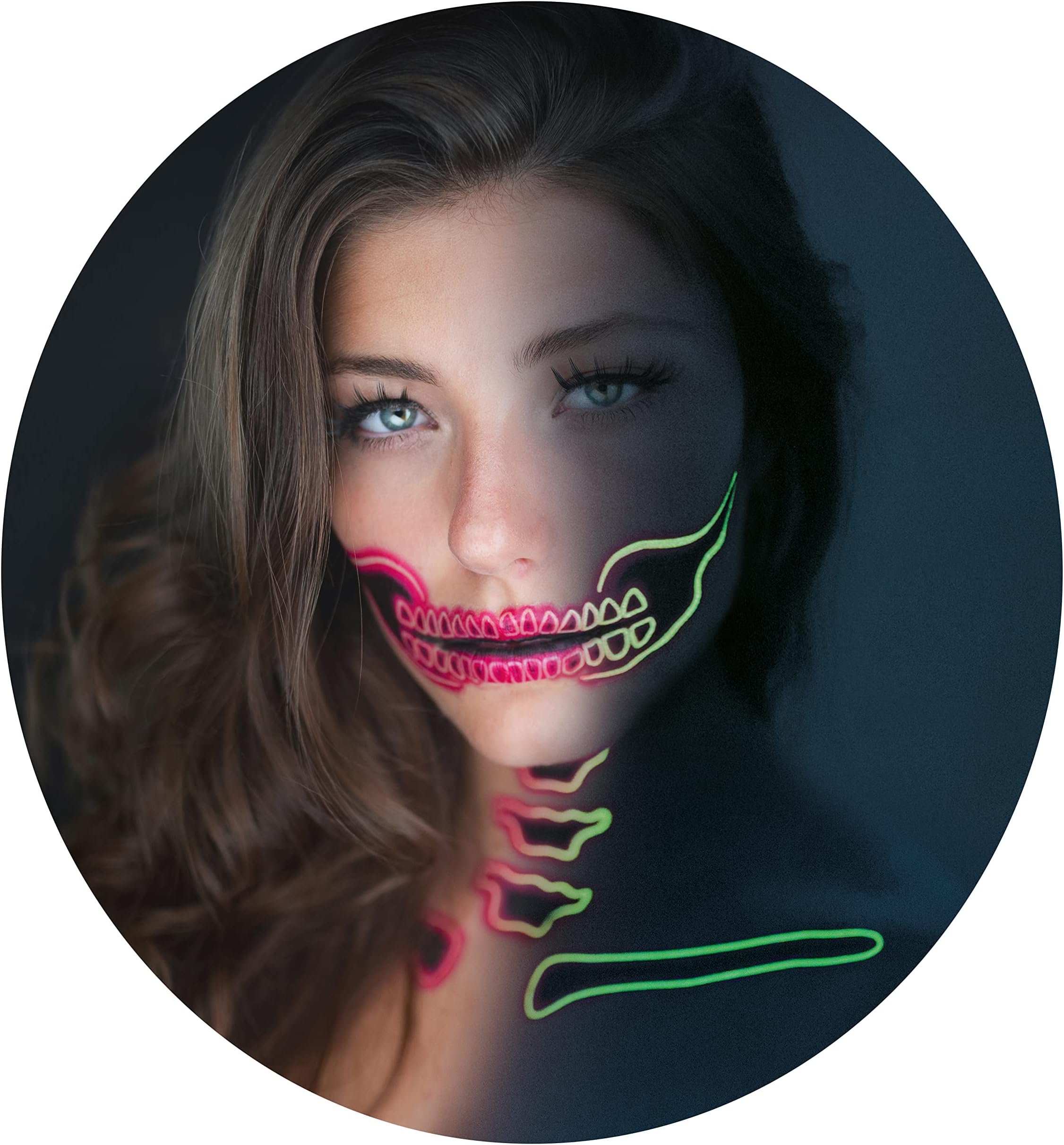 Amazon.com : Tattoocrew 2 x Neon Skull Face Pink Temporary Tattoo ...