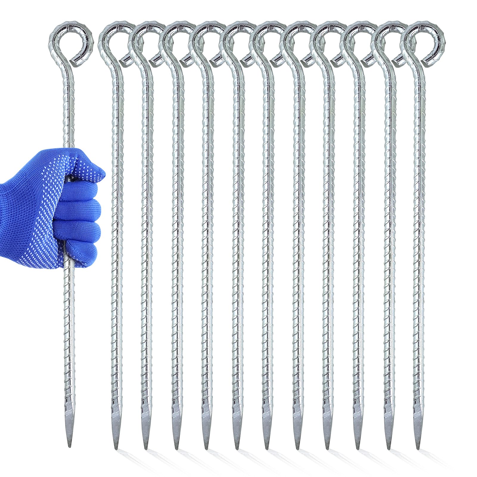 Amazon.com : EISENSP 16 Inch Ground Rebar Stakes, 8 Pack Heavy Duty ...