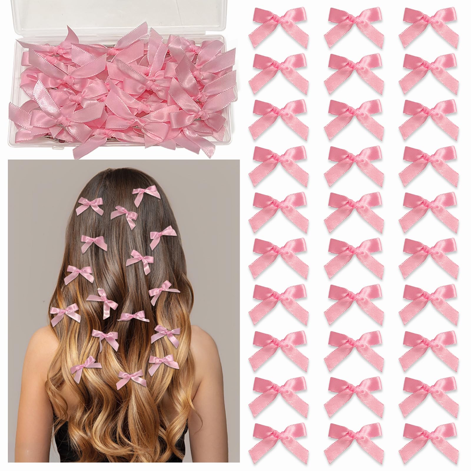 Amazon.com : LOORIPRO 30 PCS Pink Bows for Hair, Mini Pink Hair Bows ...