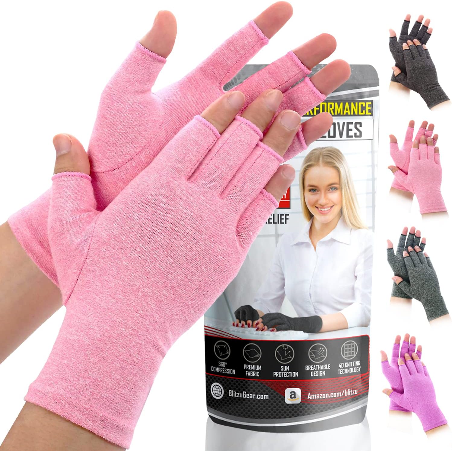 Amazon.com: Vive Pink Arthritis Hand Compression Gloves - Comfortable ...