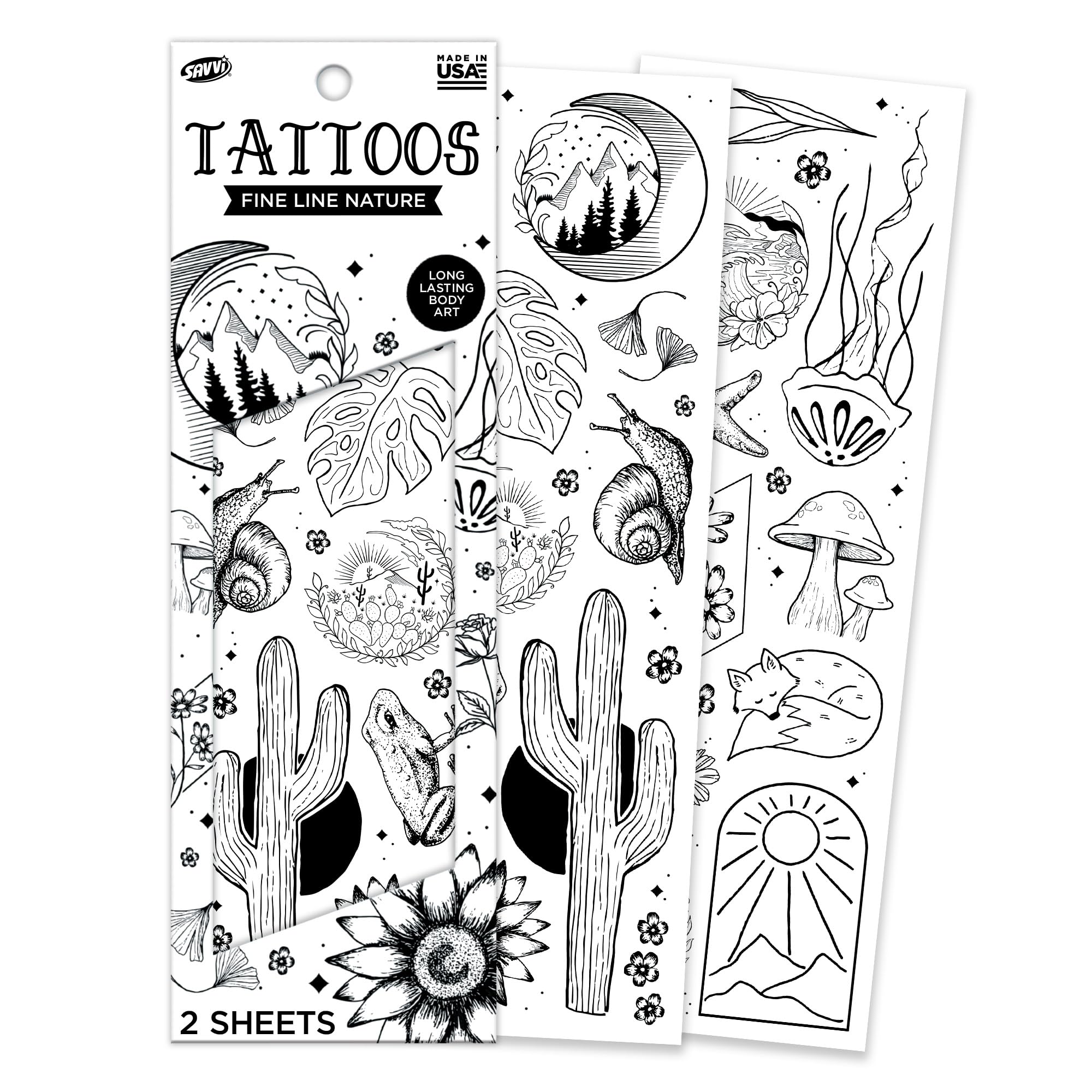 Amazon.com : Savvi - 19 Nature Temporary Tattoos: Skin-Safe Ink, Great ...