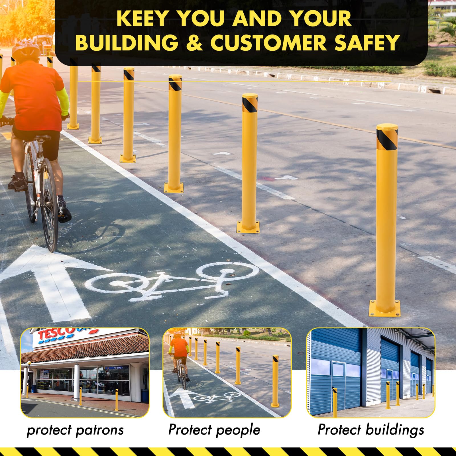 Snapklik.com : GARVEE Safety Bollard Post, 48 X 4.5 Inch Steel Traffic ...