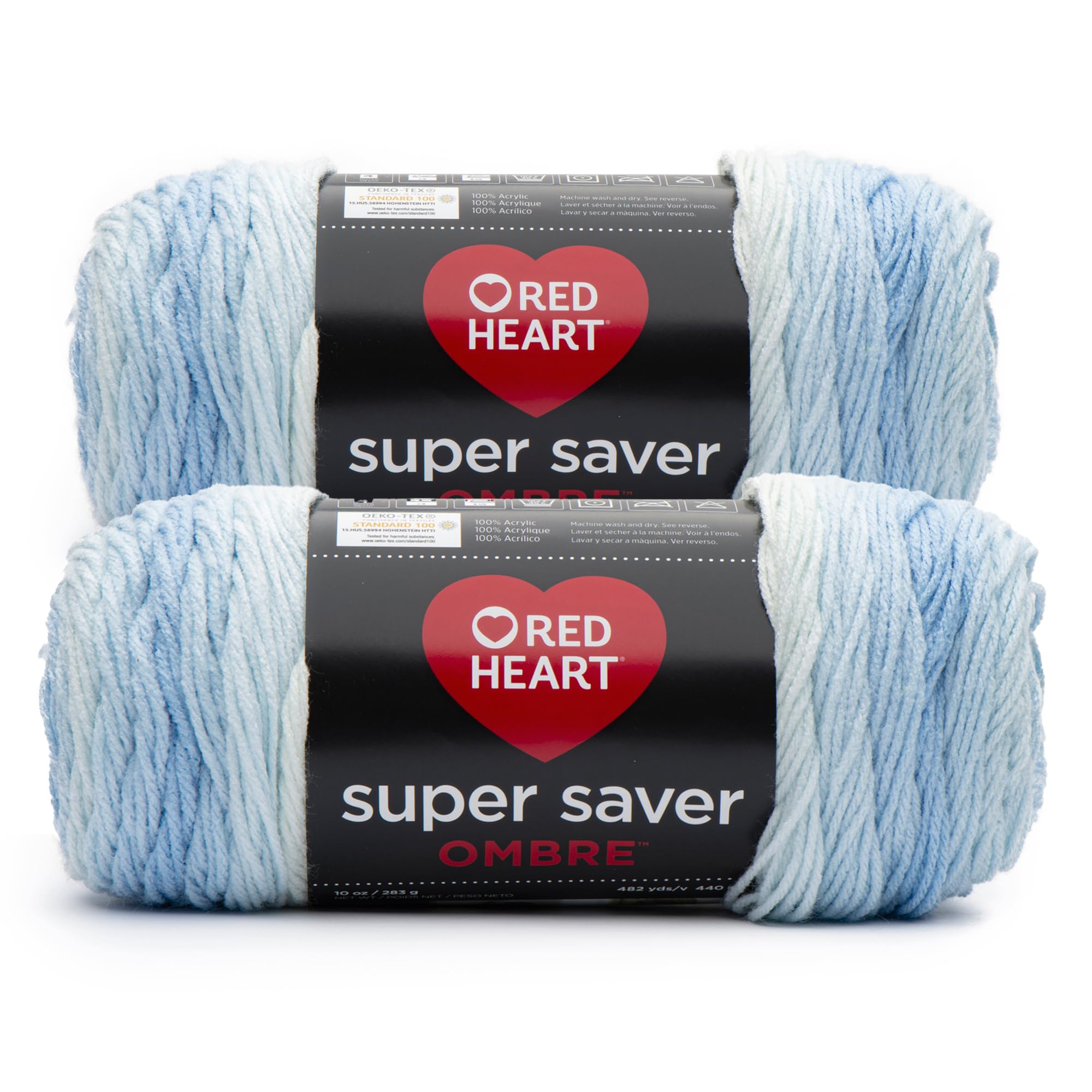 Amazon.com: Red Heart Super Saver Jumbo Light Blue Yarn - 2 Pack of ...