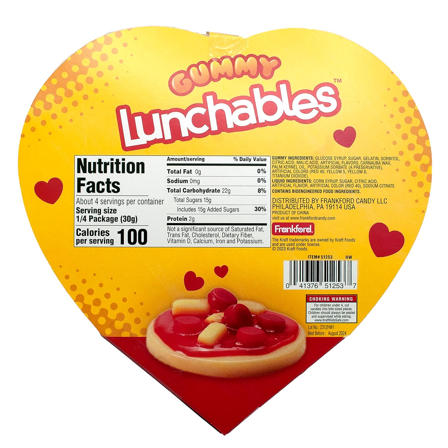 Lunchables Gummy Candy Pepperoni Pizza Kit Caja en forma de corazón ...