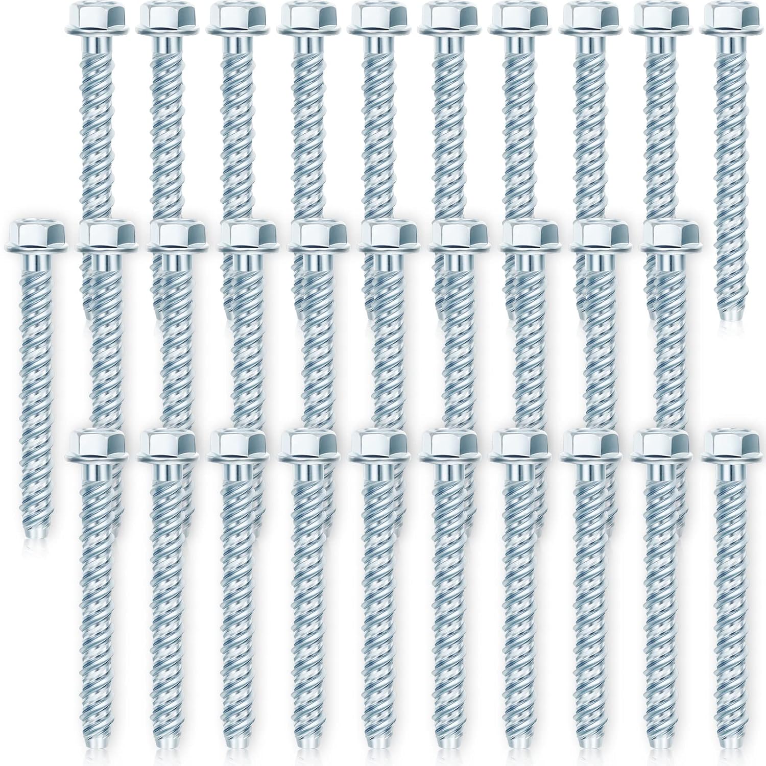 50 Pcs 3/8" x 3" Zinc Plated Concrete Anchors Masonry Screws Heavy Duty ...