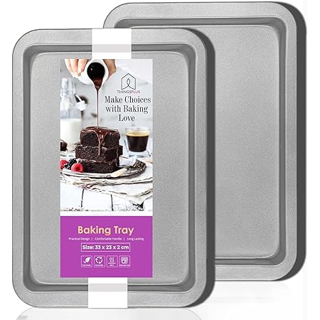 VonShef Baking Tray Set of 3 - Non-Stick Carbon Steel Oven Trays for ...