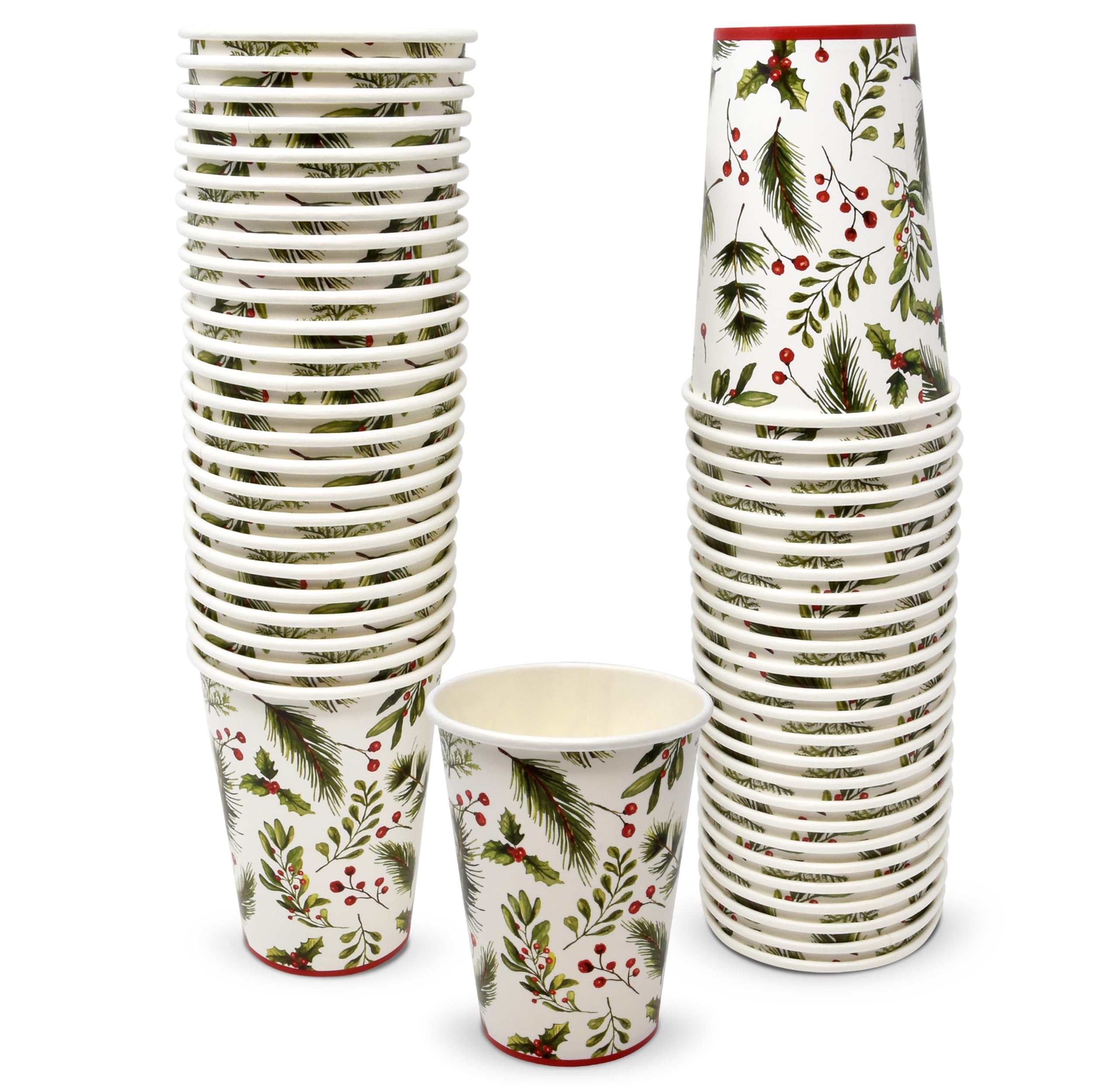Amazon.com: Gift Boutique 50 Disposable Christmas Berry & Pine Cups 9 ...