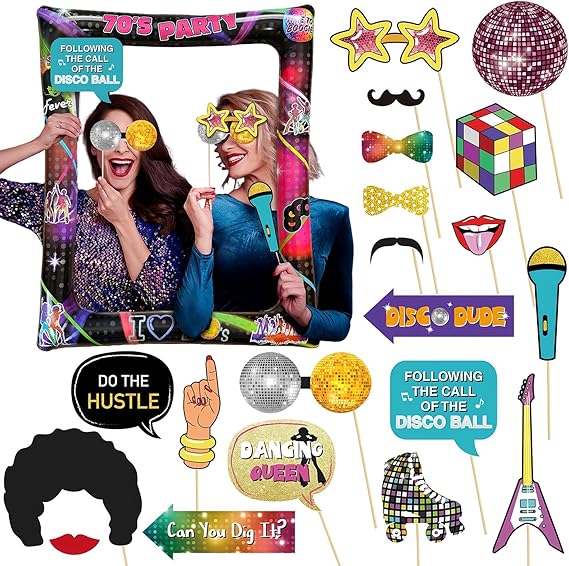 70s Inflatable Photo Booth Frame With 20 Retro Props - Giant Blow Up ...