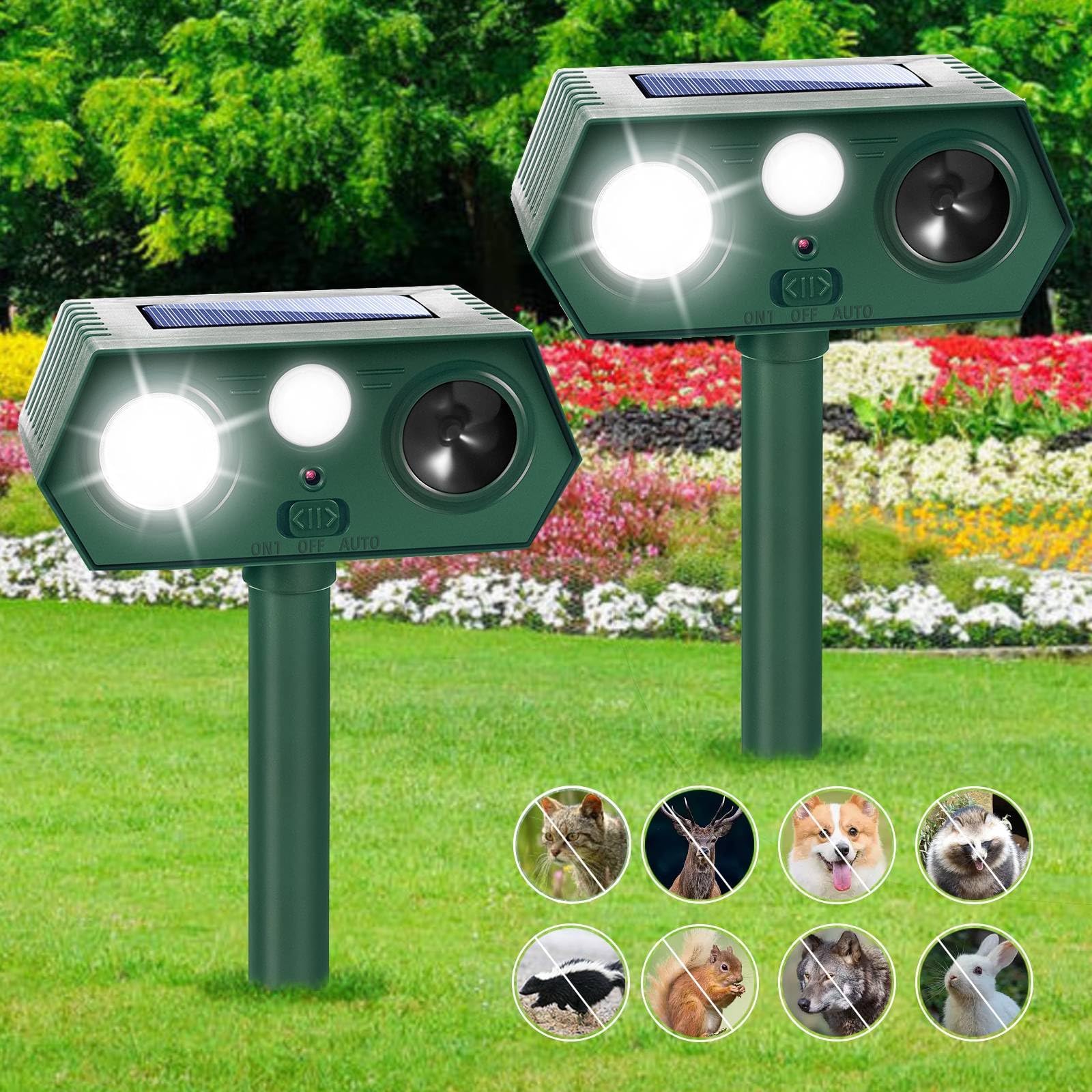 Amazon.com: 2 Pack Solar Ultrasonic Animal Repellent Outdoor, 2024 ...