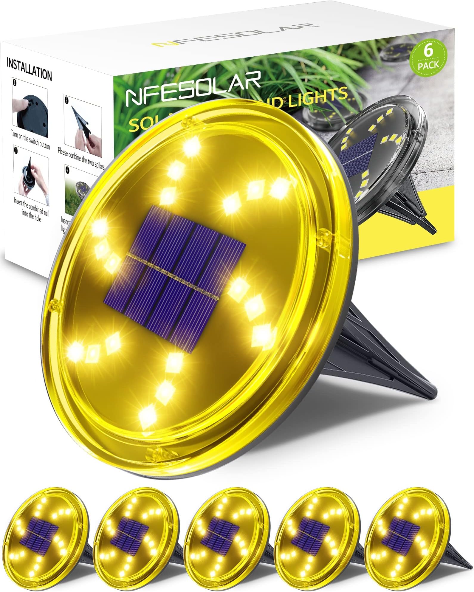 Tpyag Solar Ground Lights Outdoor, 2 Pack Solar Ground Lights ...