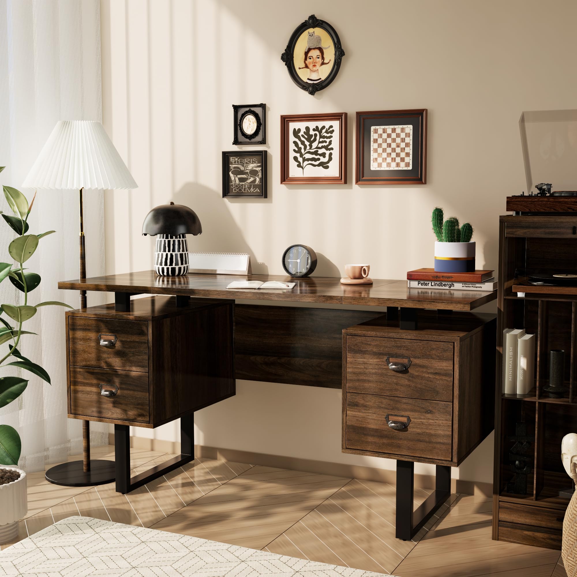 Amazon.com: VERDANTREE Large Office Desk Computer Table with 4 Drawers ...