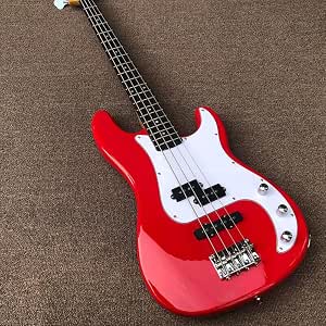 Amazon.com: electric guitar 4 String Electric Bass Guitar Red Paint ...