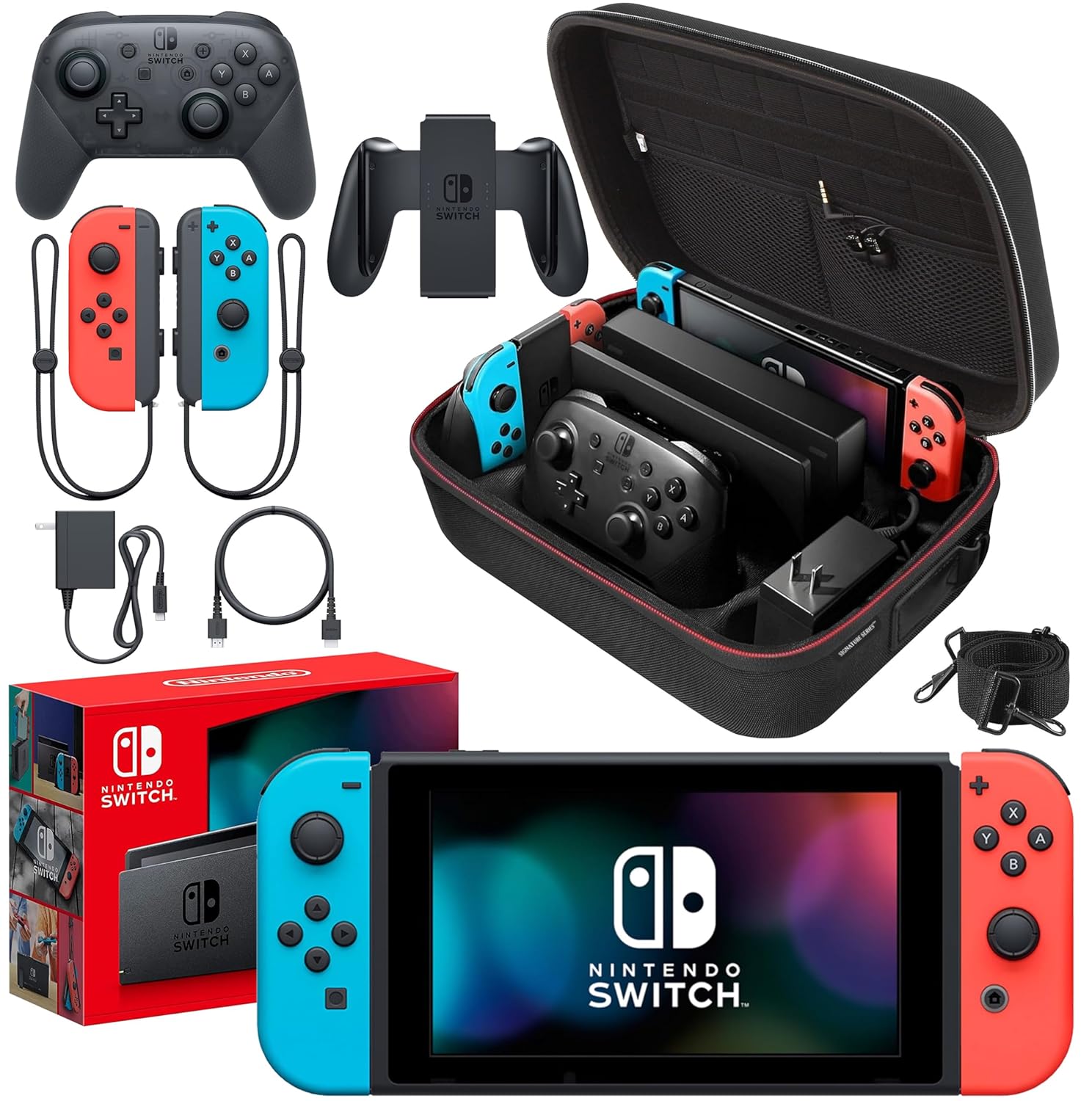 Amazon.com: Nintendo Switch Gaming Console with Neon Blue/Neon Red Joy ...