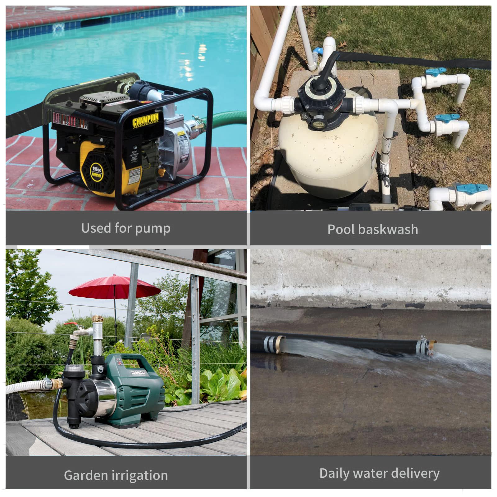 Snapklik.com : 3" X 100 Black PVC Backwash And Discharge Hose For ...