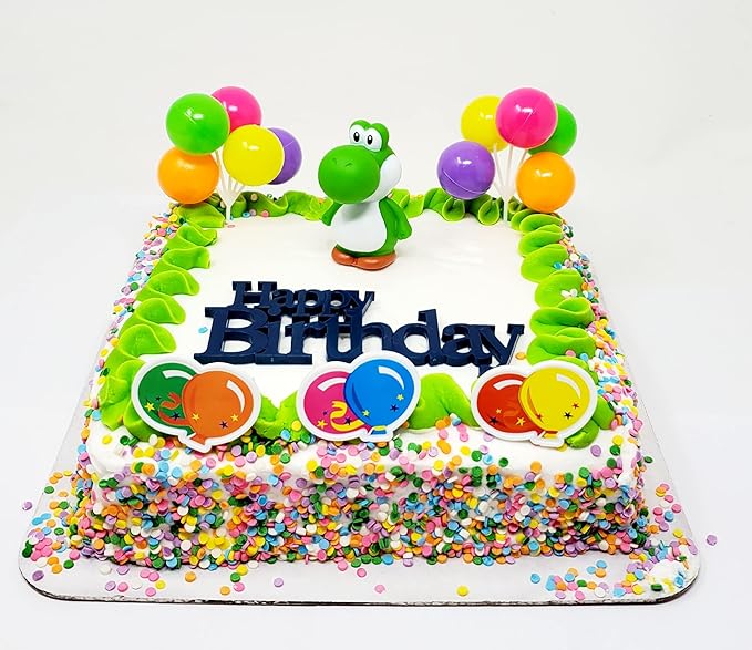 Amazon.com: Mario Brothers Yoshi 7 Piece Themed Birthday Cake Topper ...