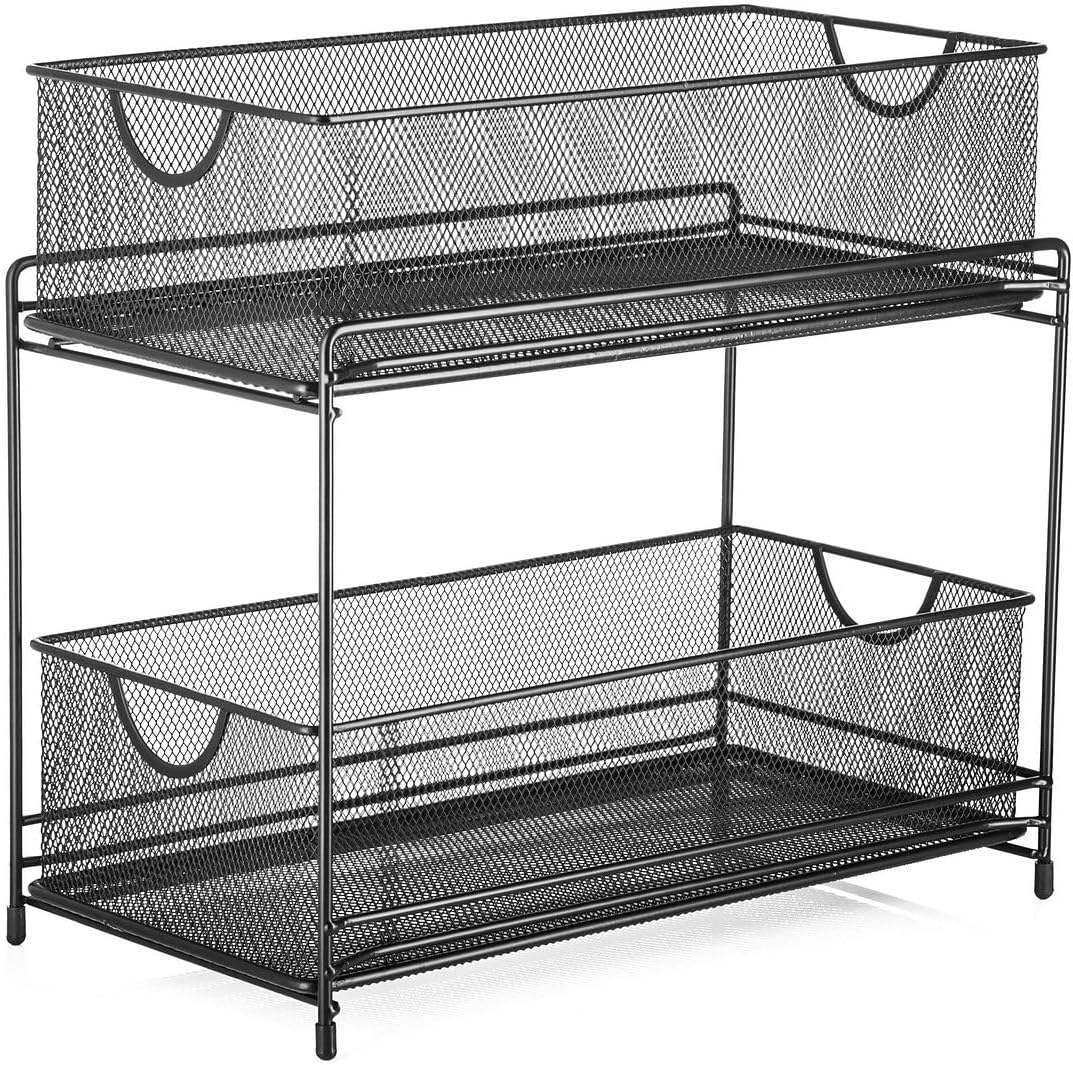 Amazon.com: Halter 2-Tier Mesh Sliding Drawer Baskets, Bathroom, Pantry ...