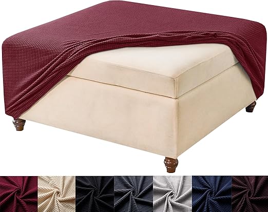 Amazon.com: HFCNMY Stretch Square Ottoman Cover - Knitted Jacquard ...