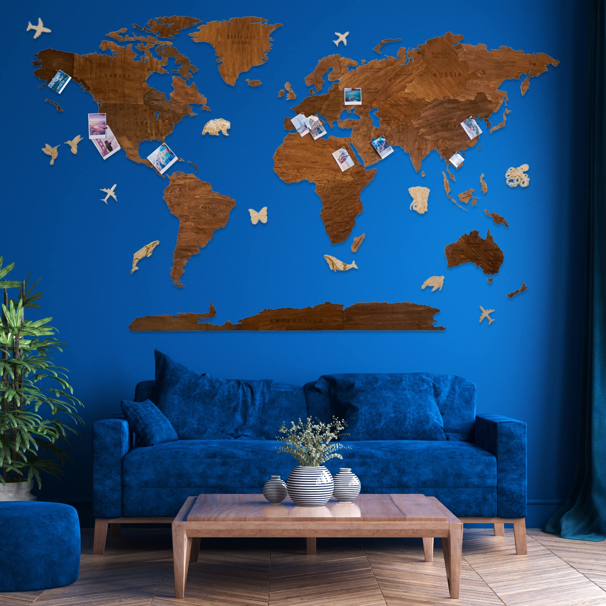 Buy Wooden World Wall Decor, Walnut Wood , Extra Xtra Large World Pin ...