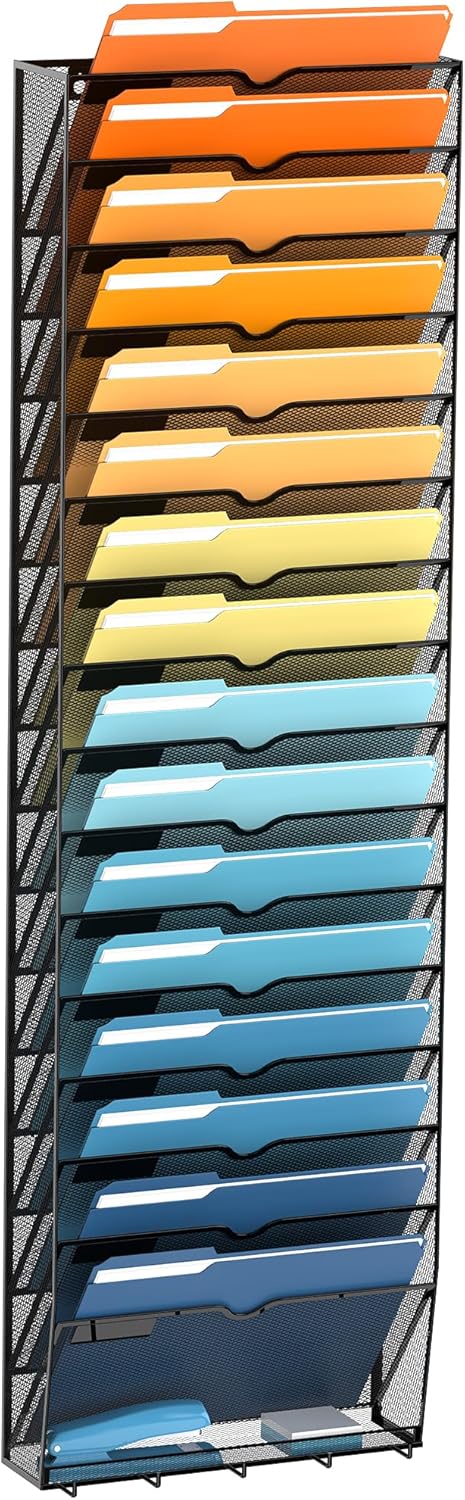 Amazon.com : SUPEASY 17-Tier Mesh Wall File Holder, Hanging Wall File ...