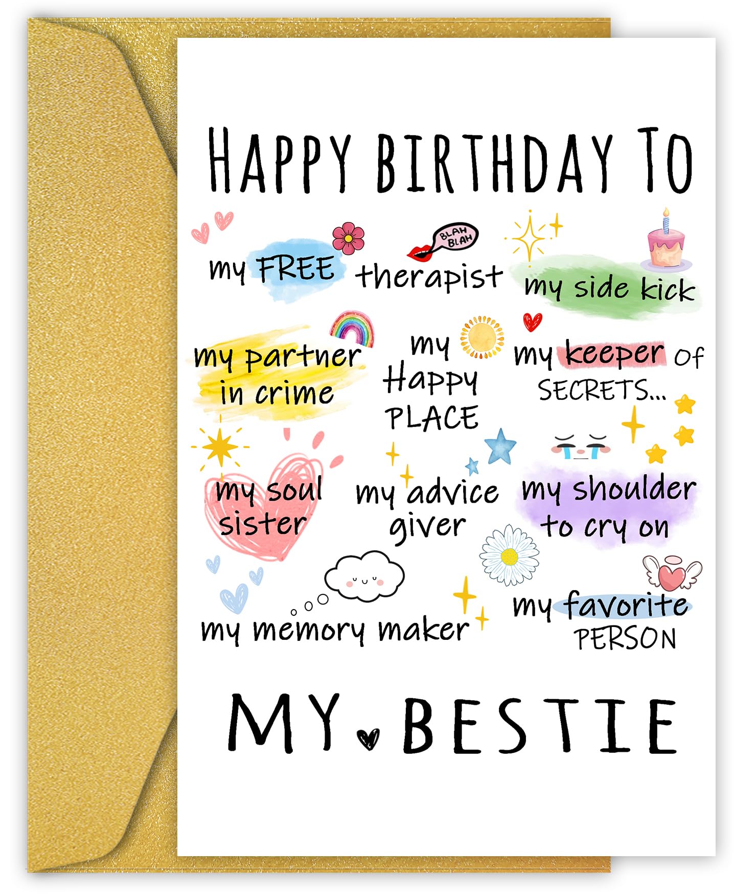 Amazon.com : PIUST Funny Birthday Card for Bestie, Happy Bday Gifts for ...