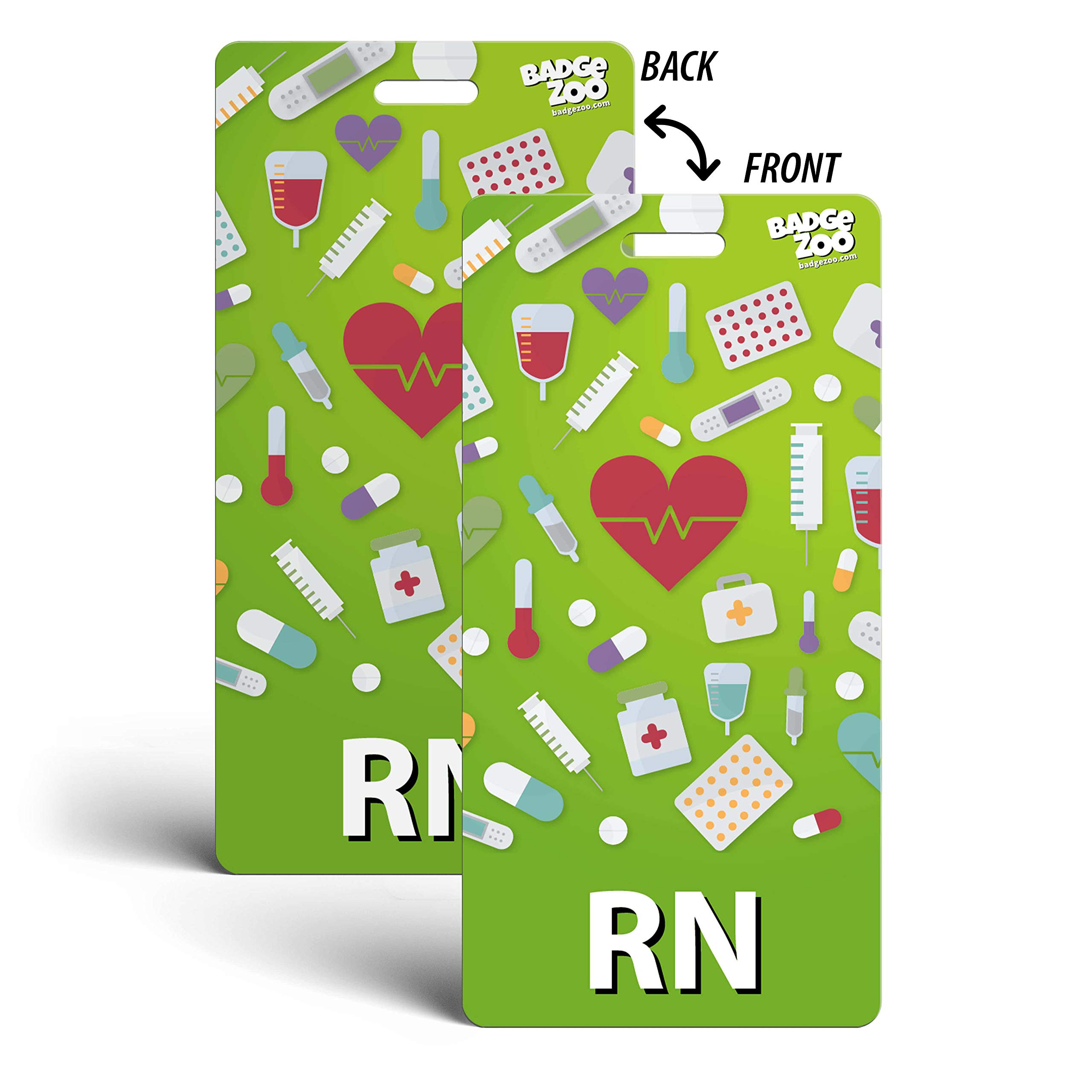 Buy RN Badge Buddy - Light Green with Medical Icons - Vertical Badge Id ...