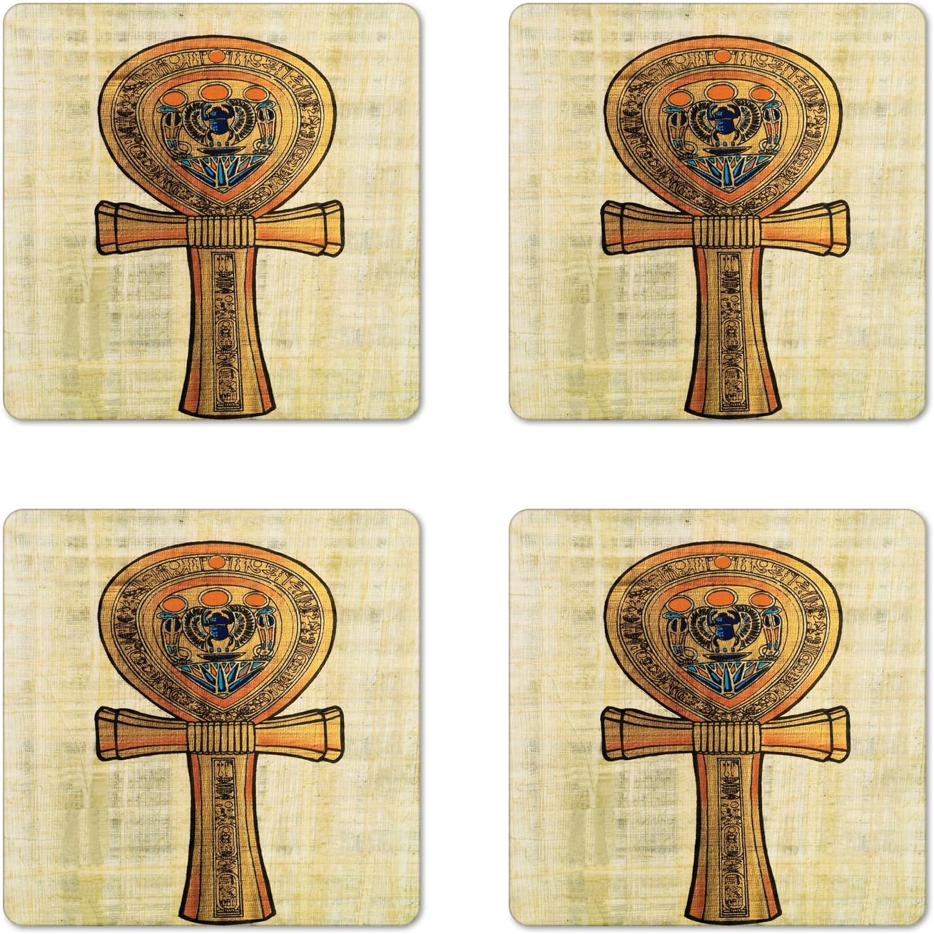 Amazon.com: Ambesonne Egyptian Print Coaster Set of 4, Papyrus ...