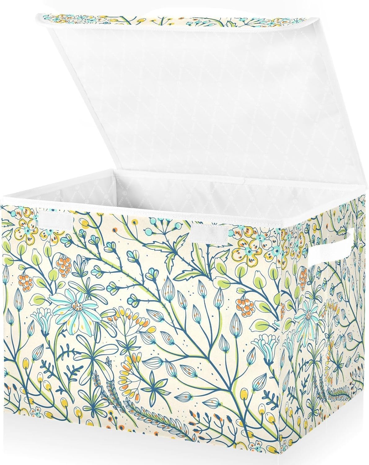 Contenedor de almacenamiento plegable con tapa y hierbas florales y ...