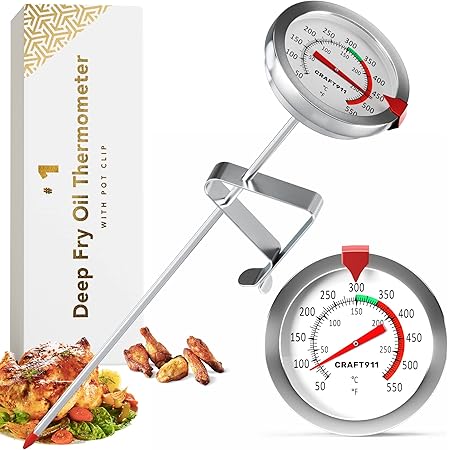 Amazon.com: Deep Fry Thermometer With Pot Clip 8" - Instant Read Food ...
