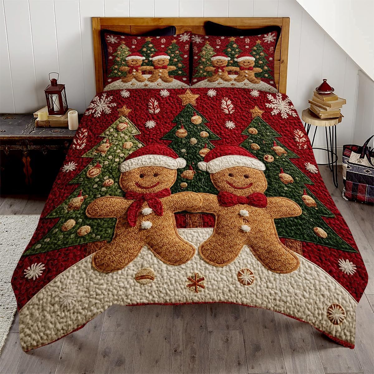 Amazon.com: SATIGI Personalized Gingerbread Christmas Quilt Set – Cozy ...