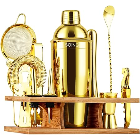 Amazon.com: Gold Mixology Bartender Kit Cocktail Shaker Set by Barillio ...