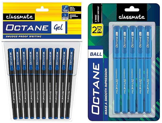 Classmate Octane- Blue Gel Pens (Pack of 10) Octane- Blue Ball Pens ...