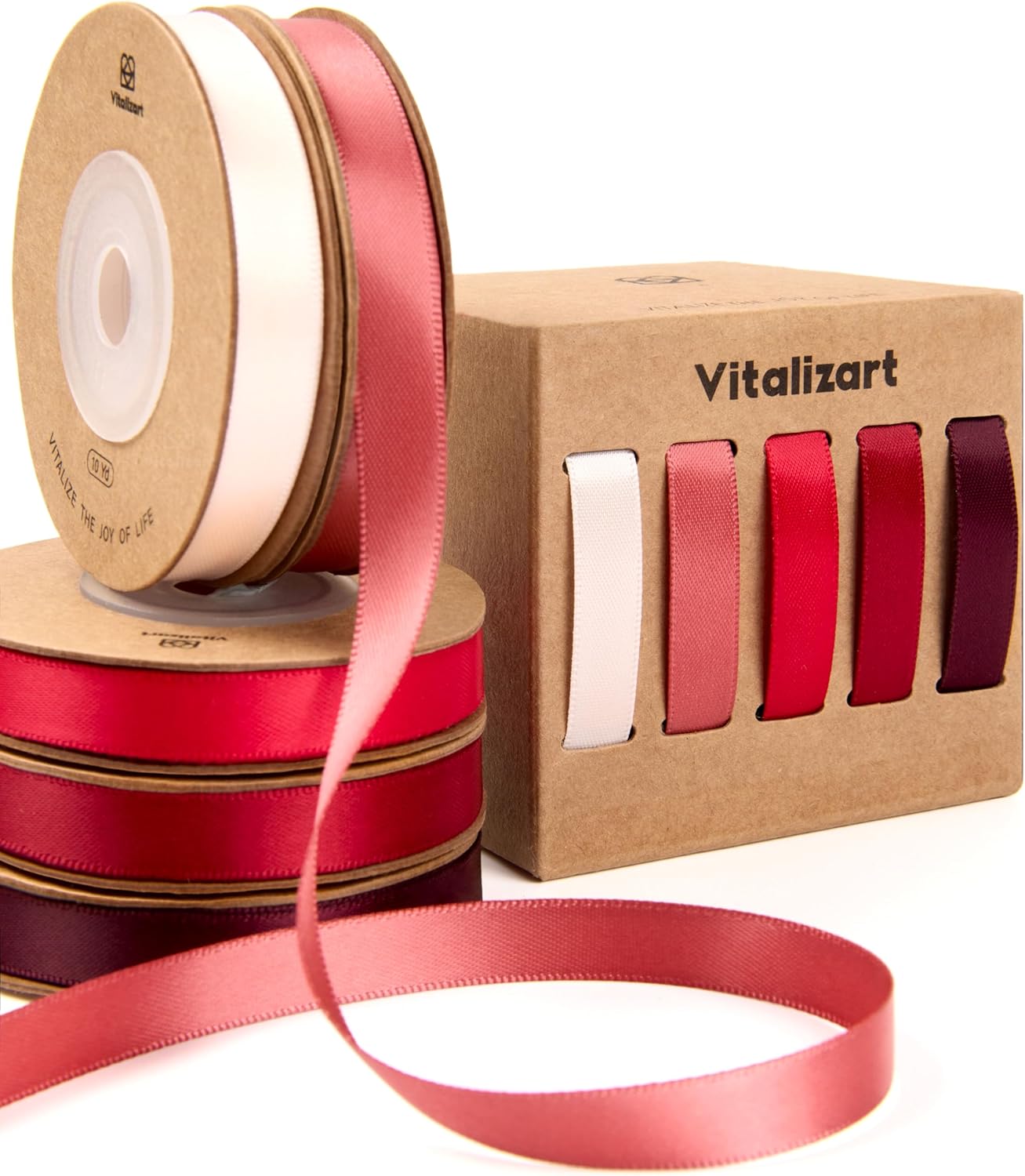 Amazon.com: Vitalizart Red Ribbons for Crafts 3/8" x 50 Yd Satin Ribbon ...