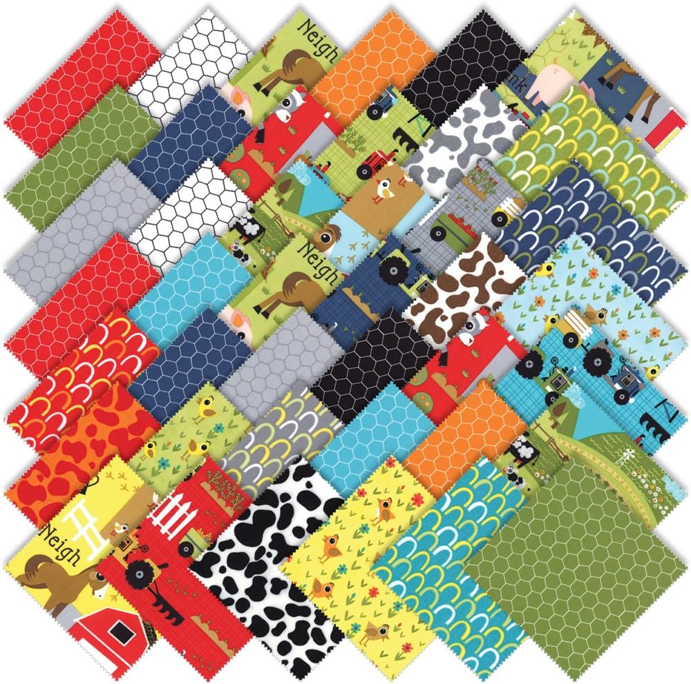 Moda Oink-A-Doodle-Moo Charm Pack, Set of 42 5-inch (12.7cm) Precut ...