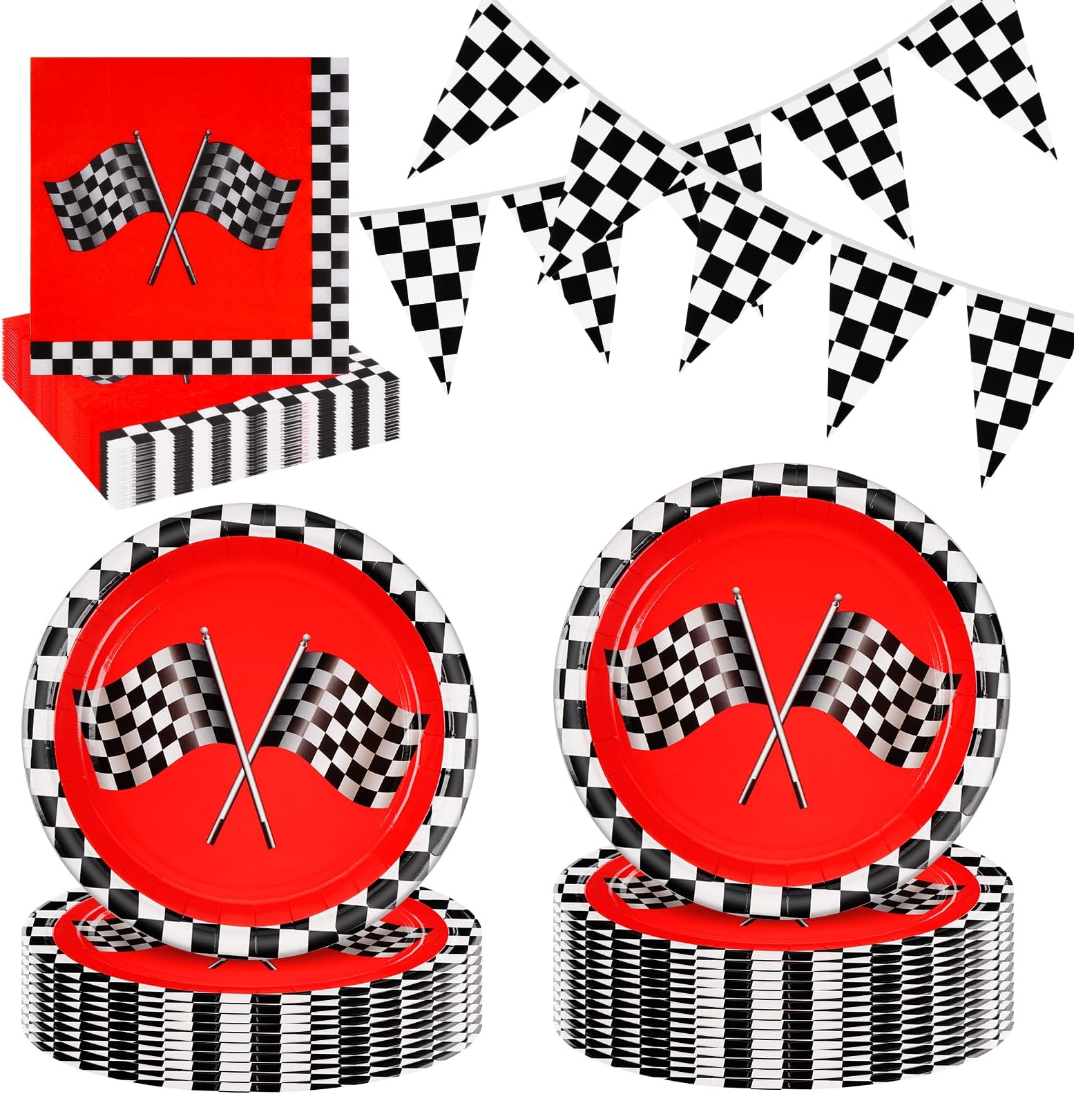 AINIUNIU Racing Car Birthday Party Decorations, Black White F1 ...